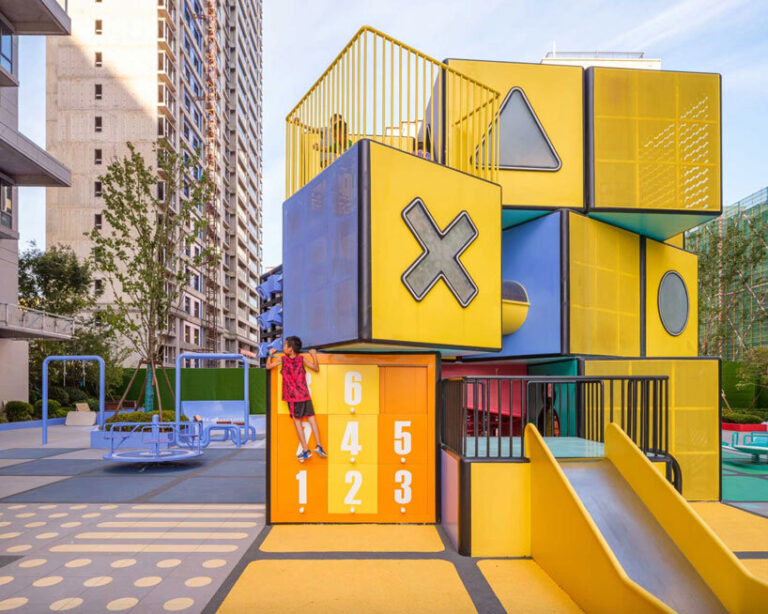 layered geometric rubix square by 100architects blends play ...