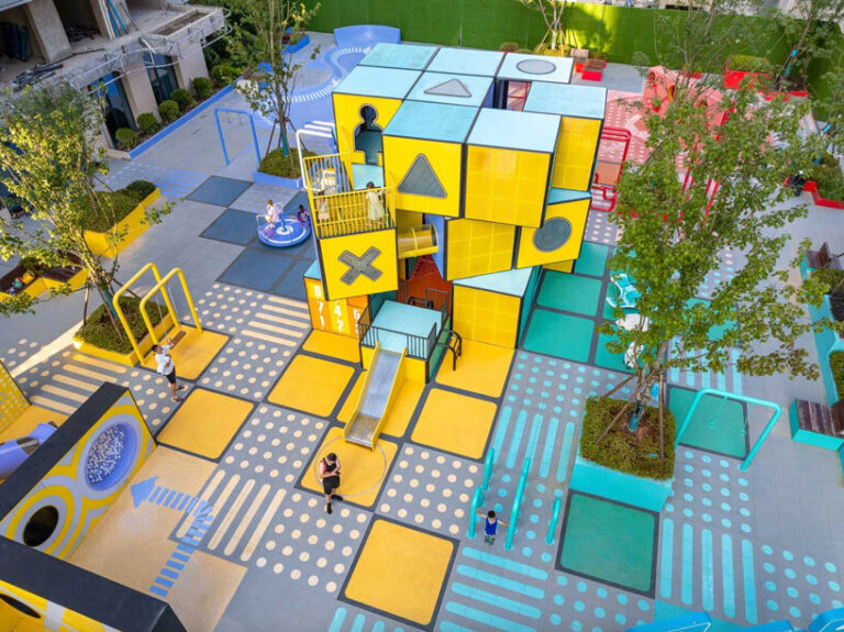layered geometric rubix square by 100architects blends play ...