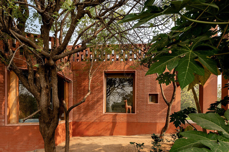 studio sangath uses brick and terracotta to shape artists' refuge