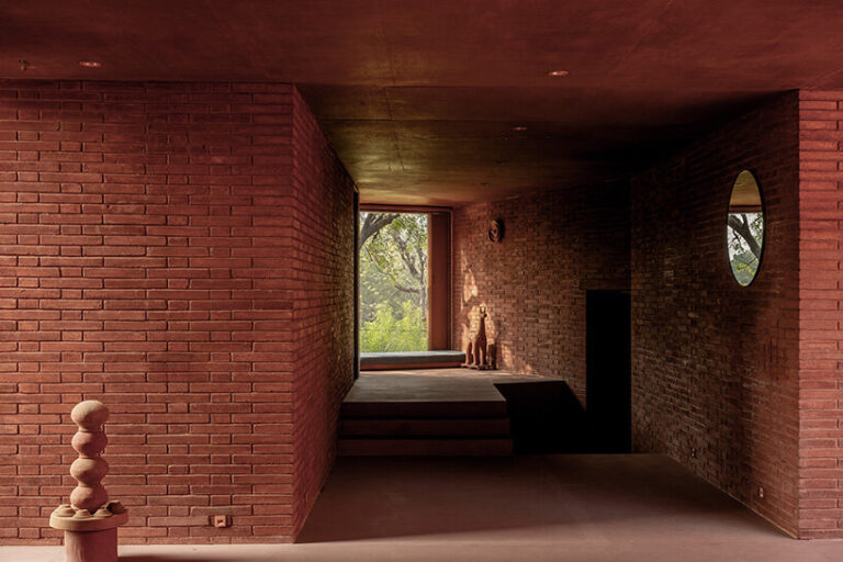 studio sangath uses brick and terracotta to shape artists' refuge