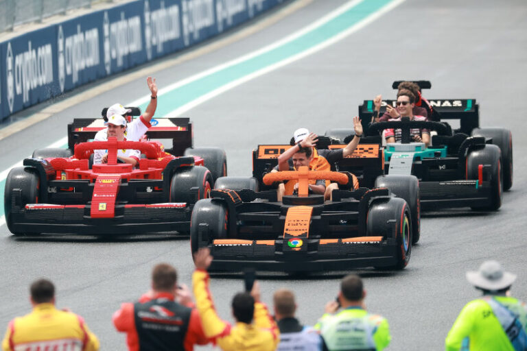 full-size F1 cars made of LEGO bricks debut in miami grand prix