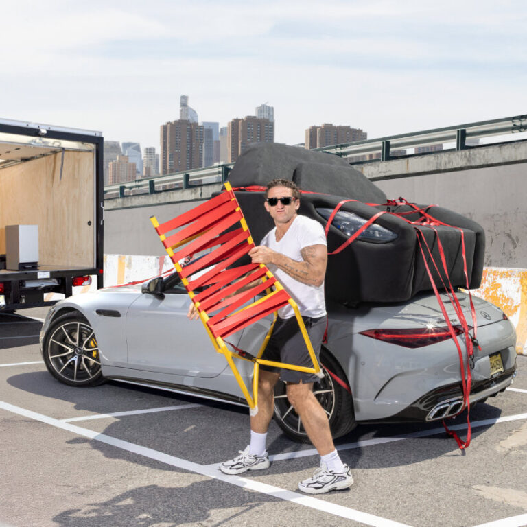 MSCHF recycles mercedes-AMG car into furniture for exhibition