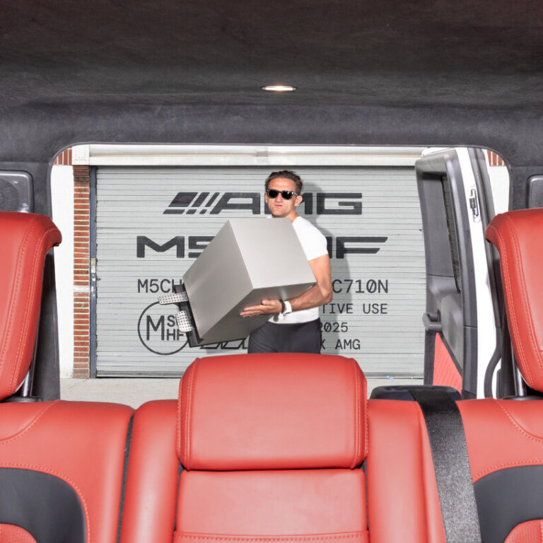 MSCHF recycles mercedes-AMG car into furniture for exhibition