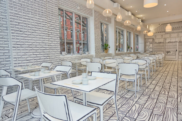 inside shirokuro, a sketchbook-like 2D omakase restaurant in NYC