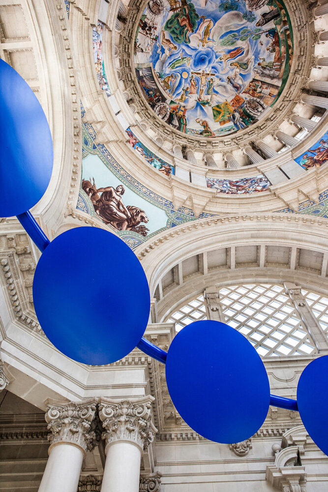 anna & eugeni bach suspends blue ring inside barcelona's MNAC