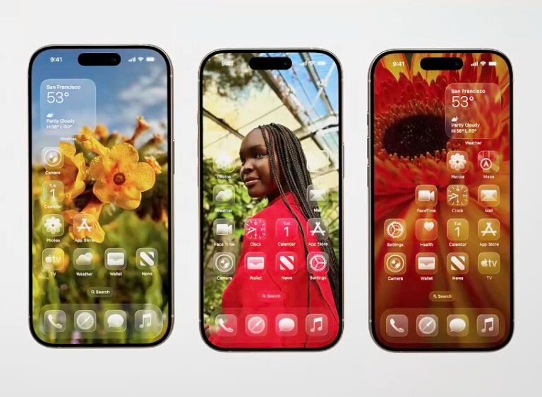 apple liquid glass UI makes iOS 26 apps and buttons transparent