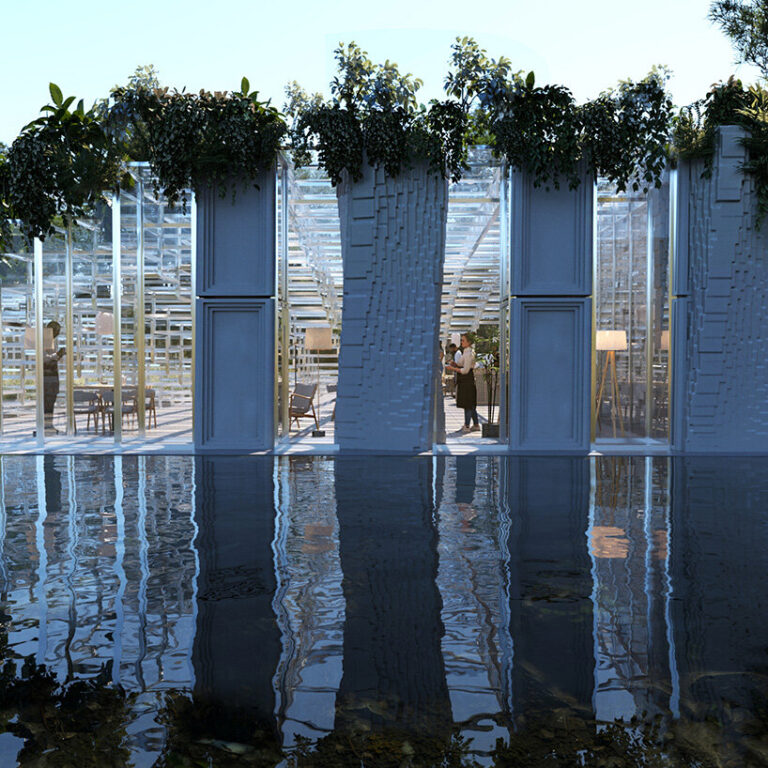 terraced platforms shape shuai zhang's amphitheater in canada