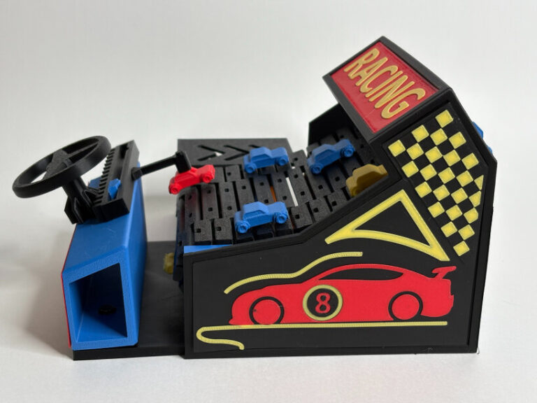 3D printed racing toy with mini cars revives days of arcade games