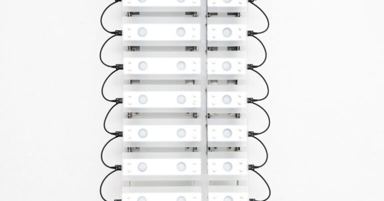 blind lucid umbrella unpacks blue light with LED installation