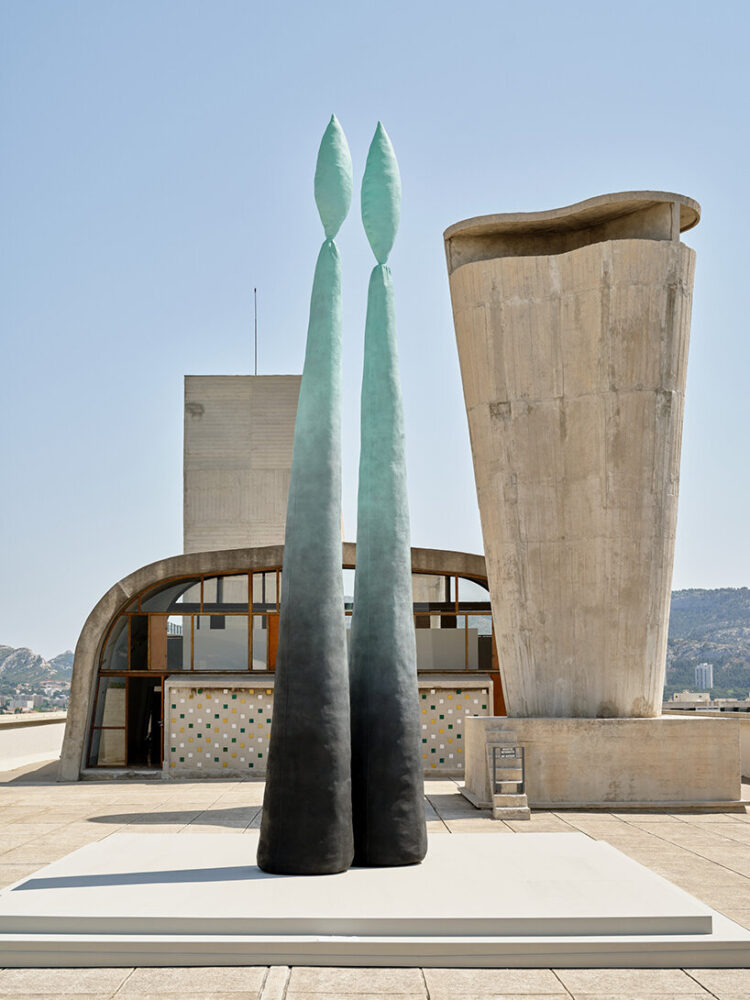 monumental candle sculptures by sterling ruby adorn MAMO at le corbusier's la cité radieuse