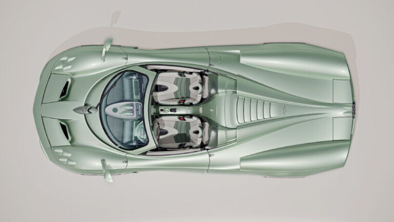 pagani debuts open-air speedster huayra codalunga with sculptures