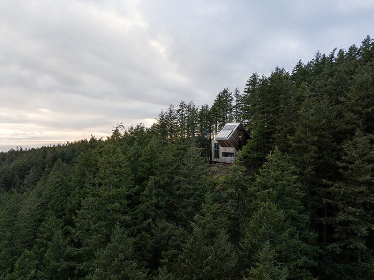 prefabricated retreat by daria sheina lands on canadian island