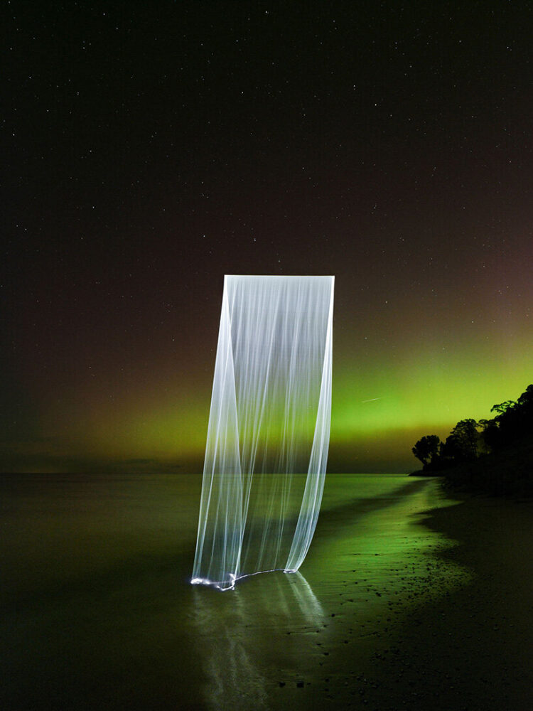 reuben wu draws aerial laser geometries across remote landscapes