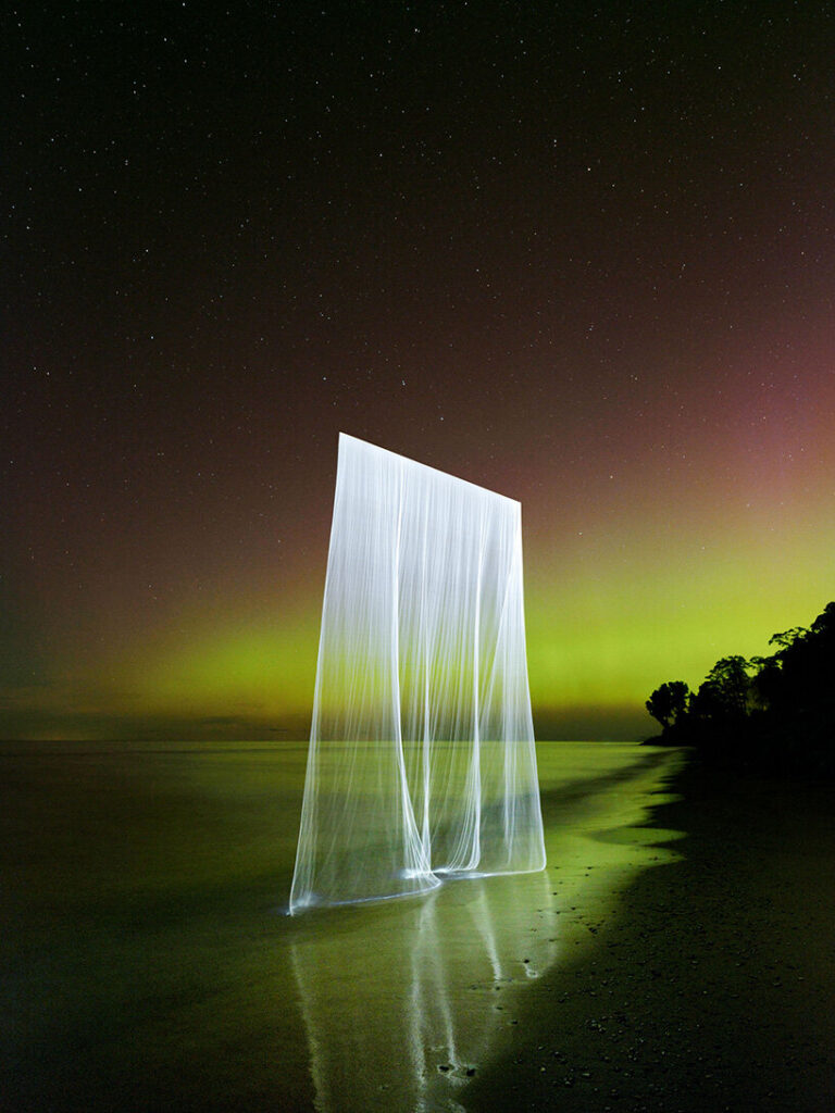 reuben wu draws aerial laser geometries across remote landscapes
