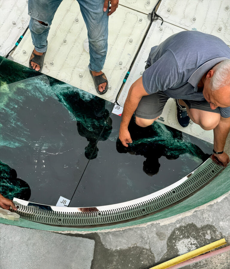 SICIS creates glowing pool with decorative glass for cambodian villa