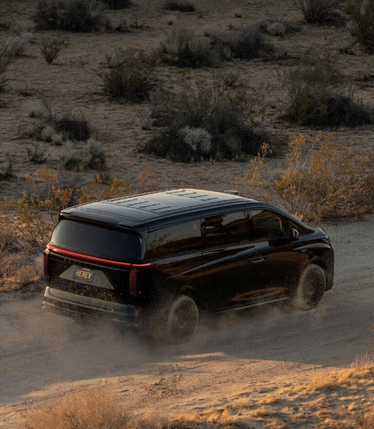 faraday future’s FX super one van emotes using screen at the front