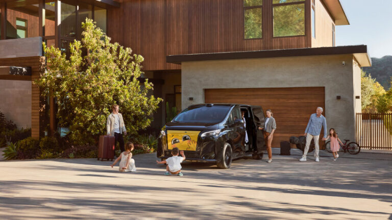 faraday future’s FX super one van emotes using screen at the front