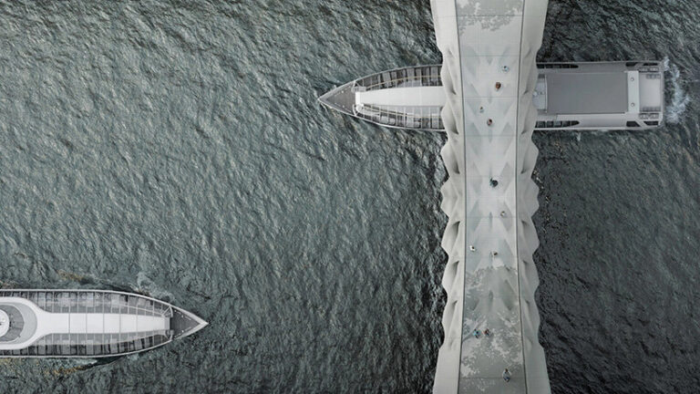 diamanti bridge reveals modular concrete system at venice show