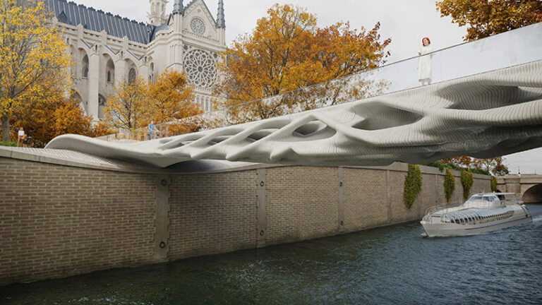 diamanti bridge reveals modular concrete system at venice show