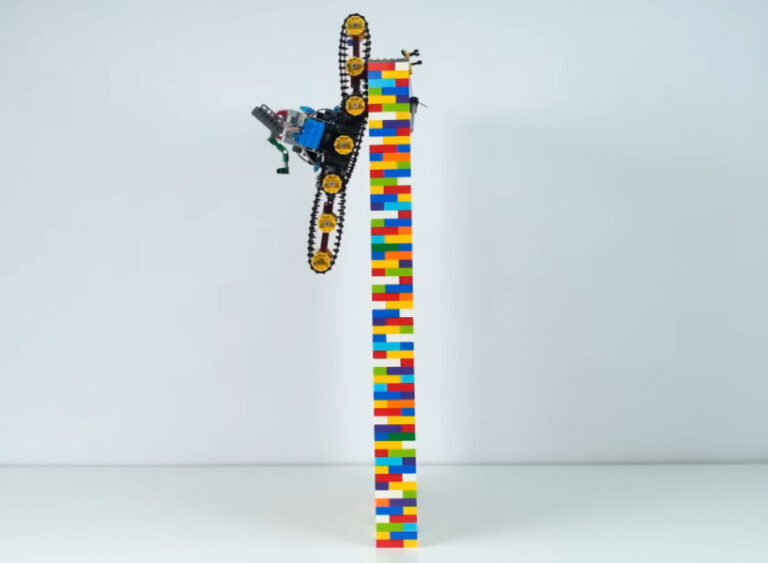 custom remote-controlled LEGO technic vehicles climb vertical wall