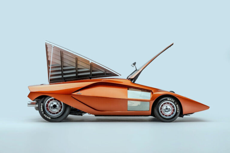 inside wedge cars from 60s and 70s at petersen museum exhibition