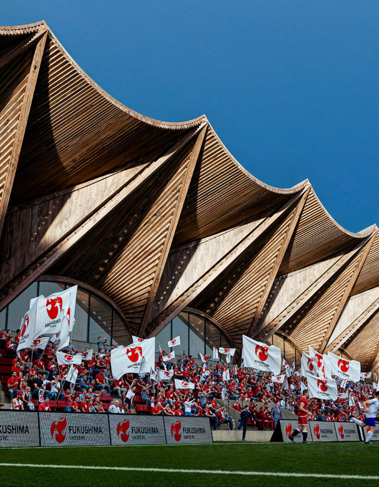 japan's first circular timber soccer stadium to be built in fukushima