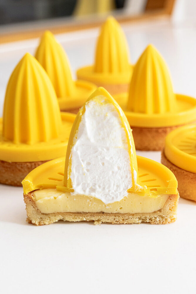 parisian patisserie ABRA frames pastries against bold colors