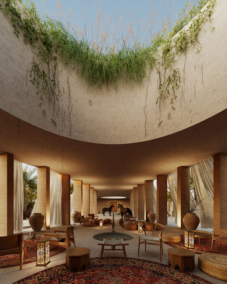 rammed earth shapes village in abu dhabi by inca hernandez