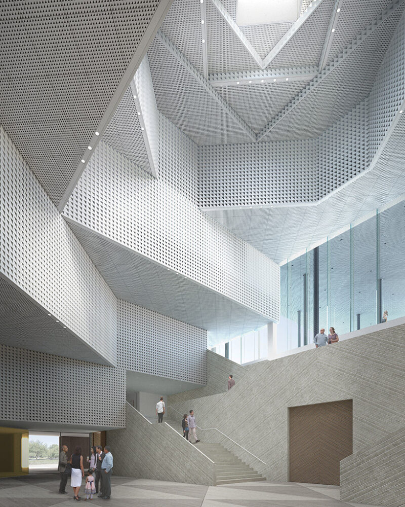 farshid moussavi shapes ismaili center houston with perforated screens