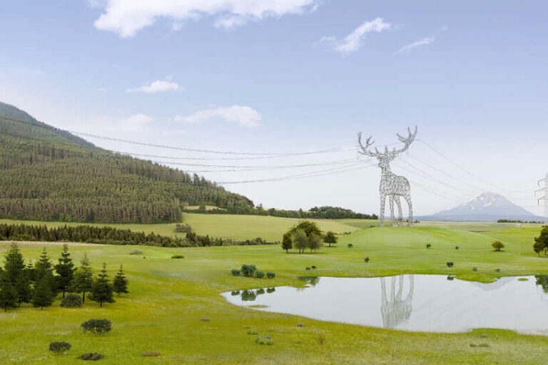 power lines shaped as animal sculptures supply energy in austria