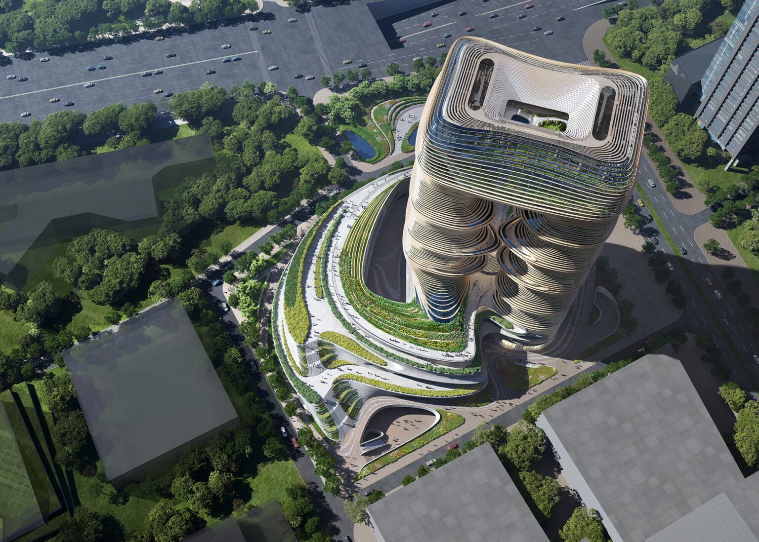 yidan center by zaha hadid architects tops out in shenzhen