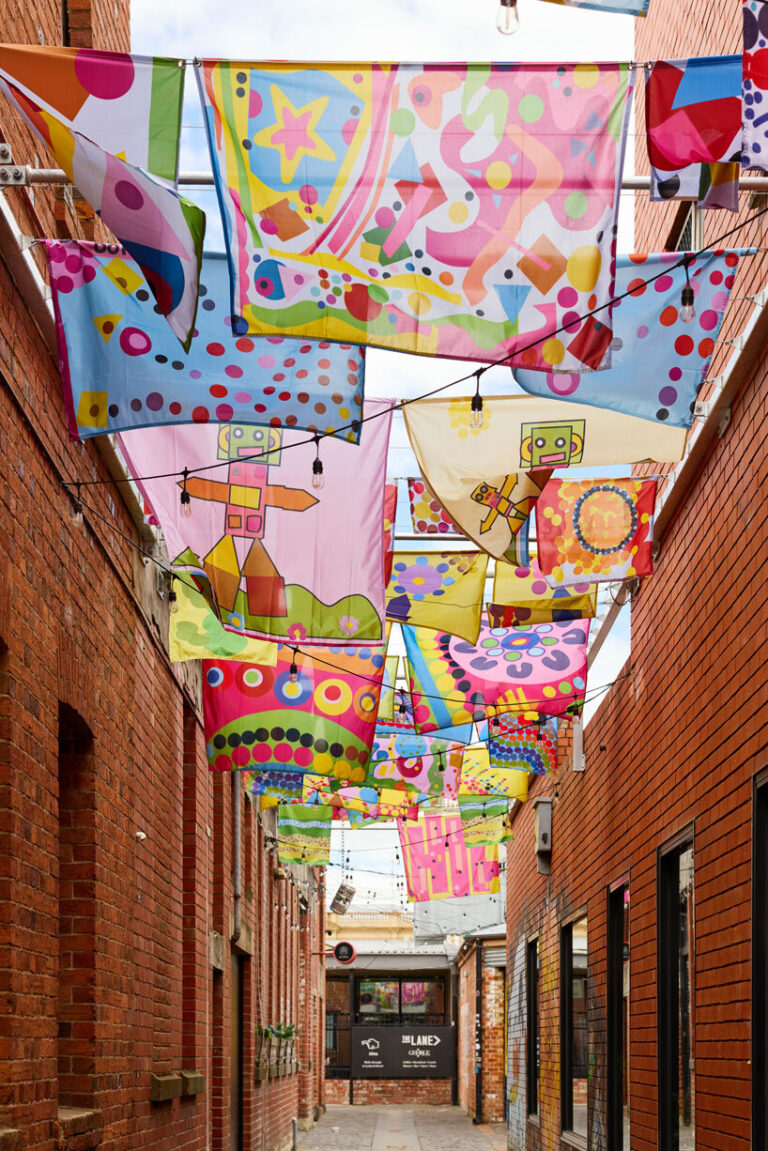 morag myerscough brings bold-colored spatial installation to australia