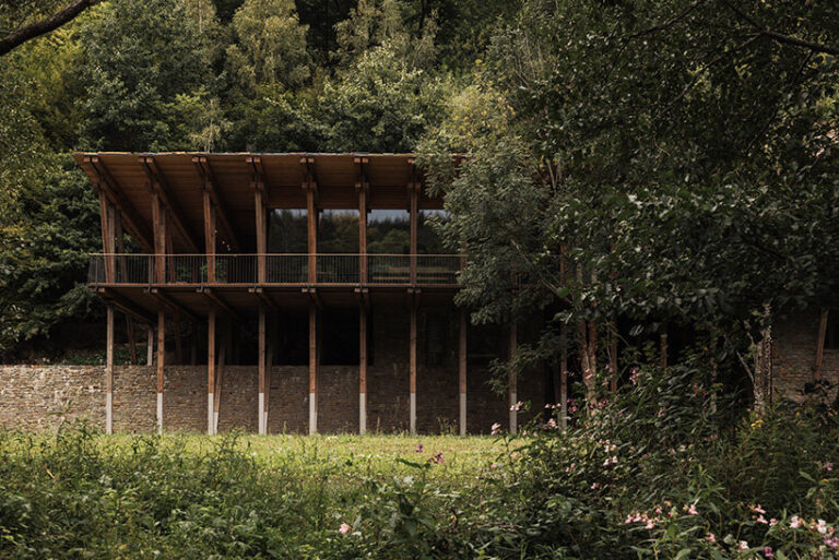 stone and timber shape residence by BC architects in belgium