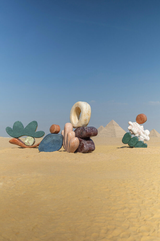 StudioPROBA & solidnature's sculptures rise among the pyramids