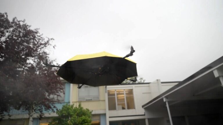 autonomous flying umbrella follows and shields users from rain