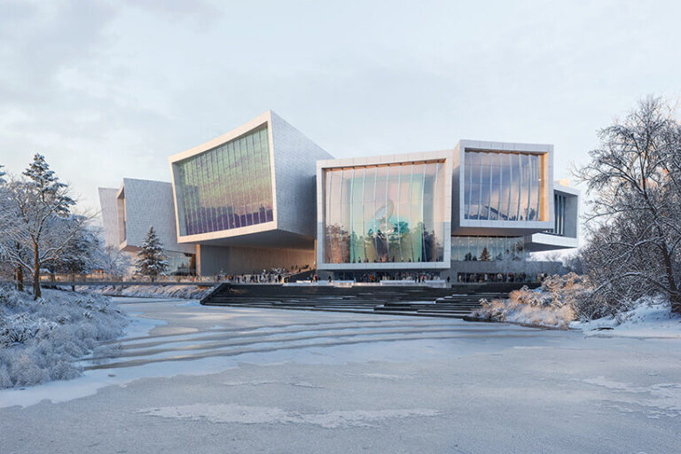 snøhetta plans spiraling galleries with curved glass facades for ...